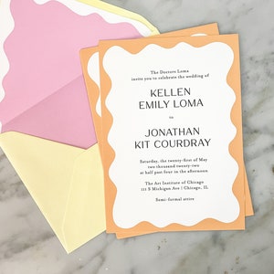 Retro Squiggle Wedding Invitation 6pc Set | Wavy Wedding Invitation ...