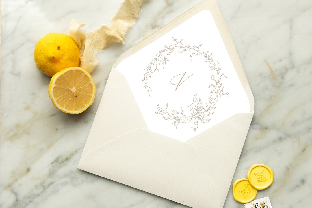 Monogram Envelope Liner With Calligraphy Initiail for Your - Etsy