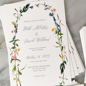 Floral Arch Invitation Set, 4-PC Wedding Invitation With Watercolor ...