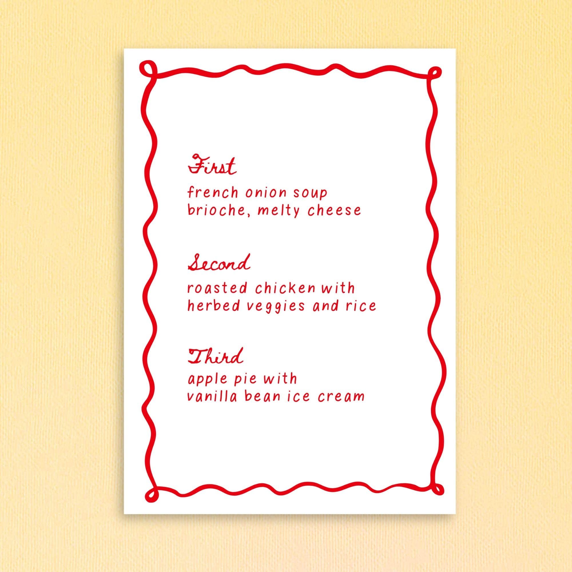 Whimsical Frame Menu Template | Download Printable Wedding Menu Card - Etsy