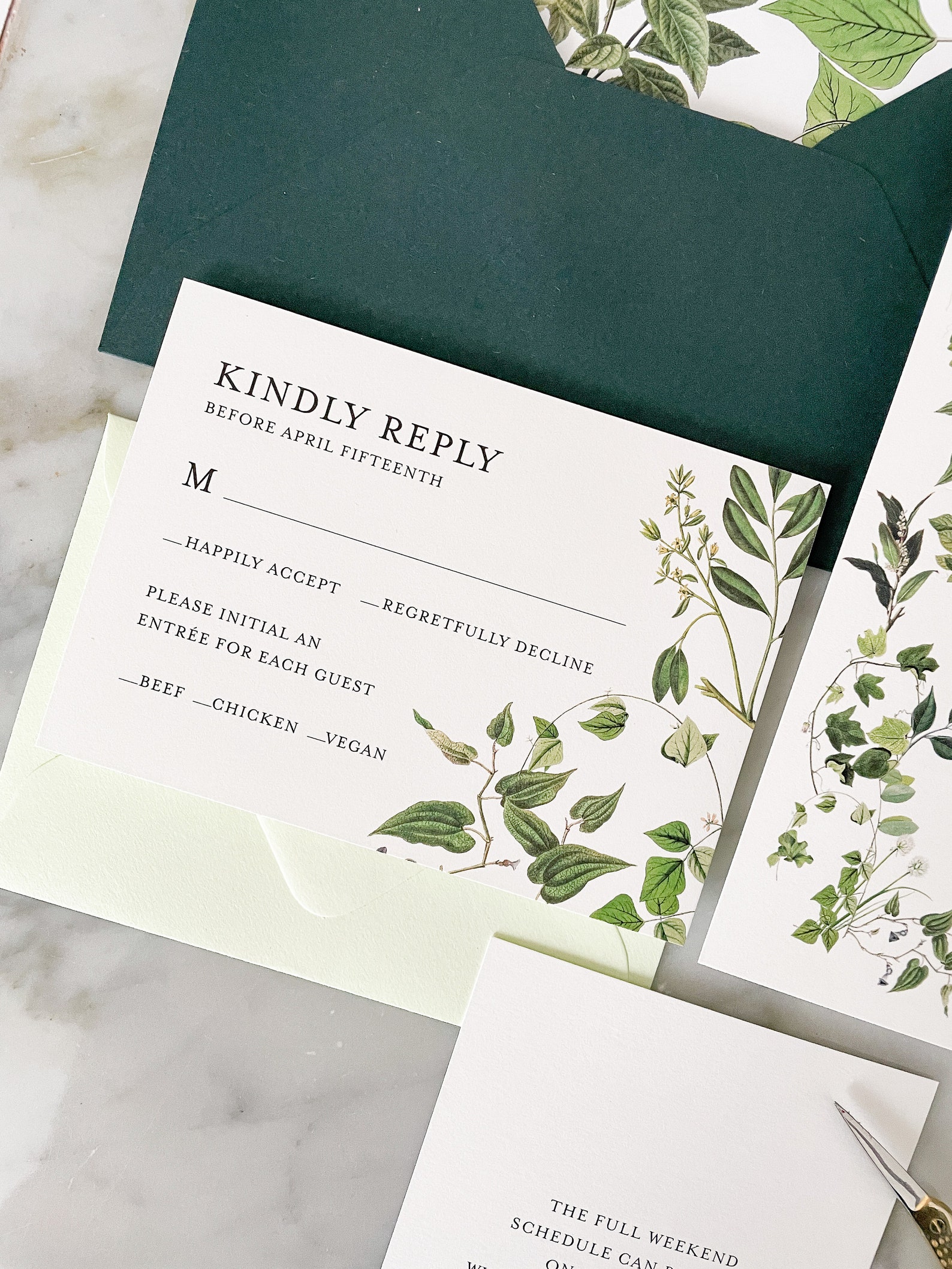 Greenery Wedding Invitation Set Green Wedding Invitations - Etsy