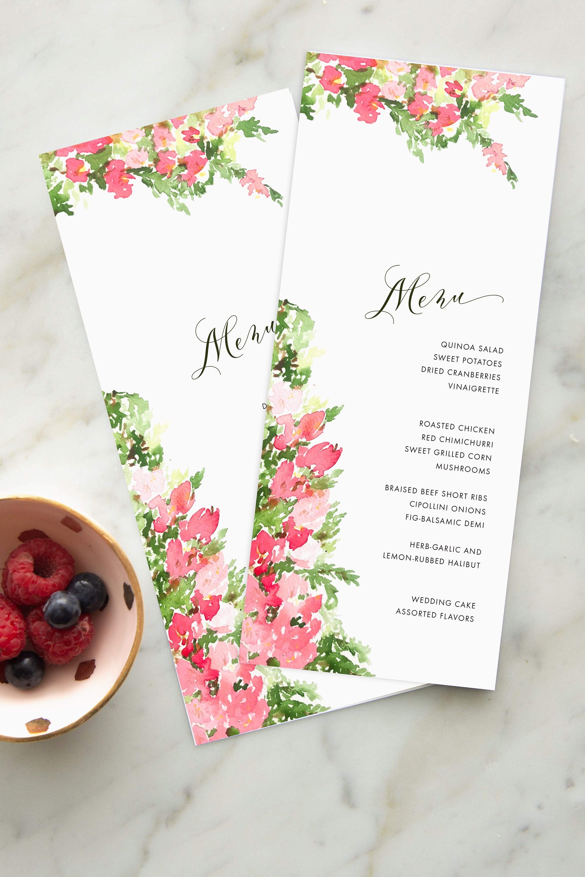 Pink Wedding Menu Wedding Menu With Pink Florals - Etsy
