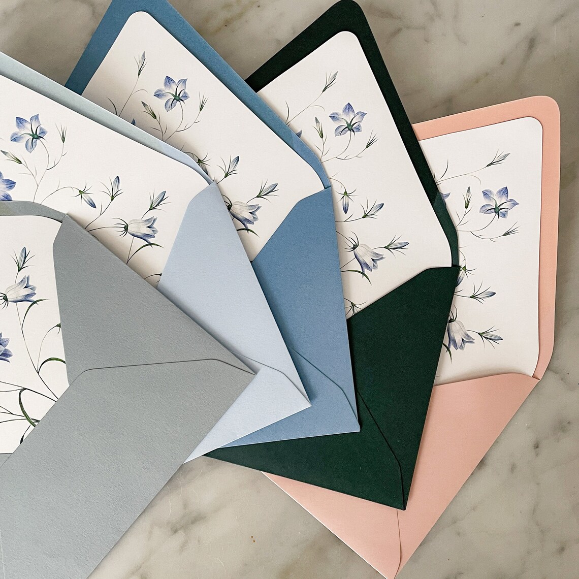 Dusty Blue Flowers Wedding Envelope Liner Printed Envelope - Etsy