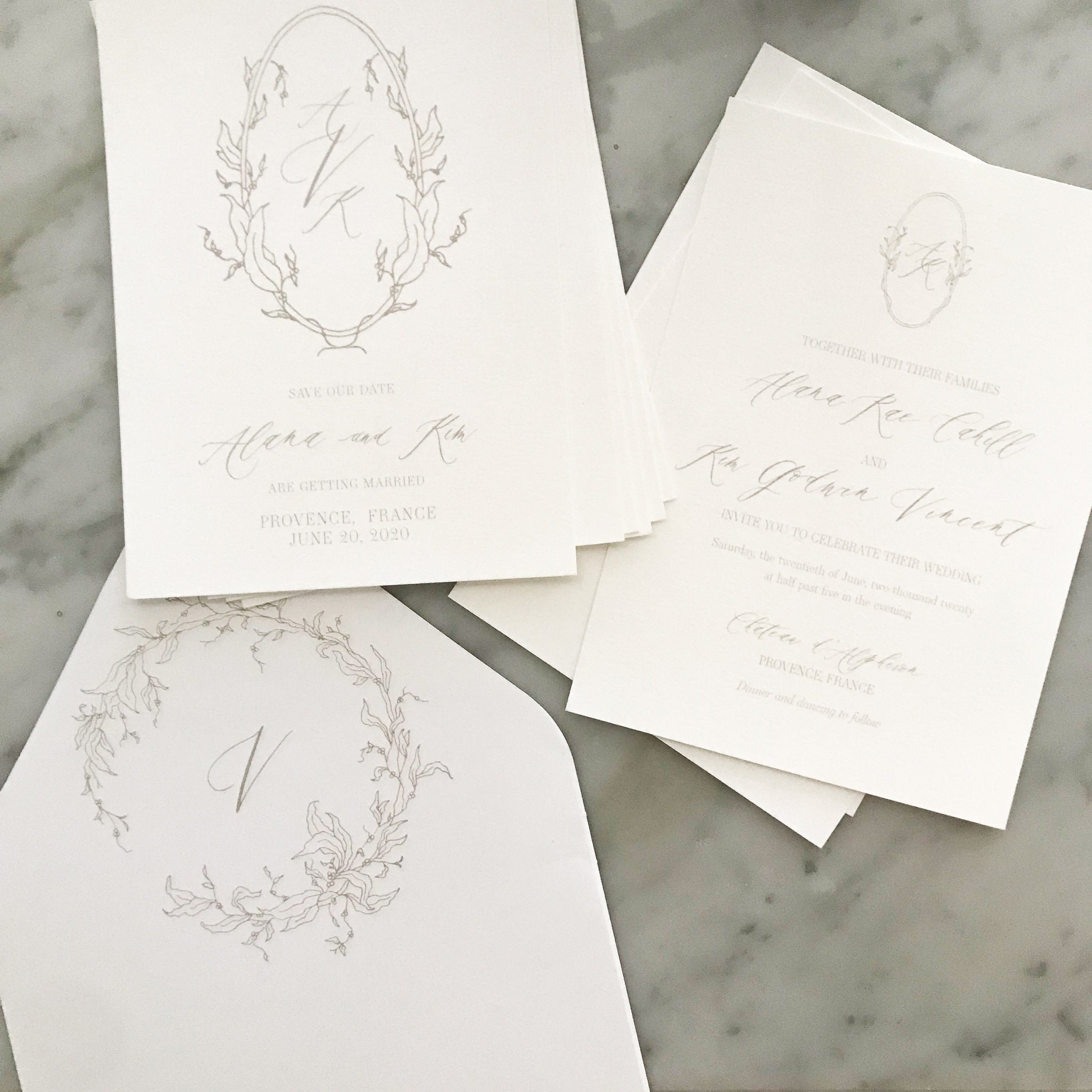 Monogram Envelope Liner with Calligraphy Initiail for your | Etsy