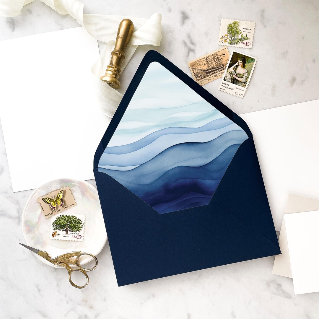 Ocean Waves Envelope Liner - SET OF 25, Printed Envelope Liners for ...