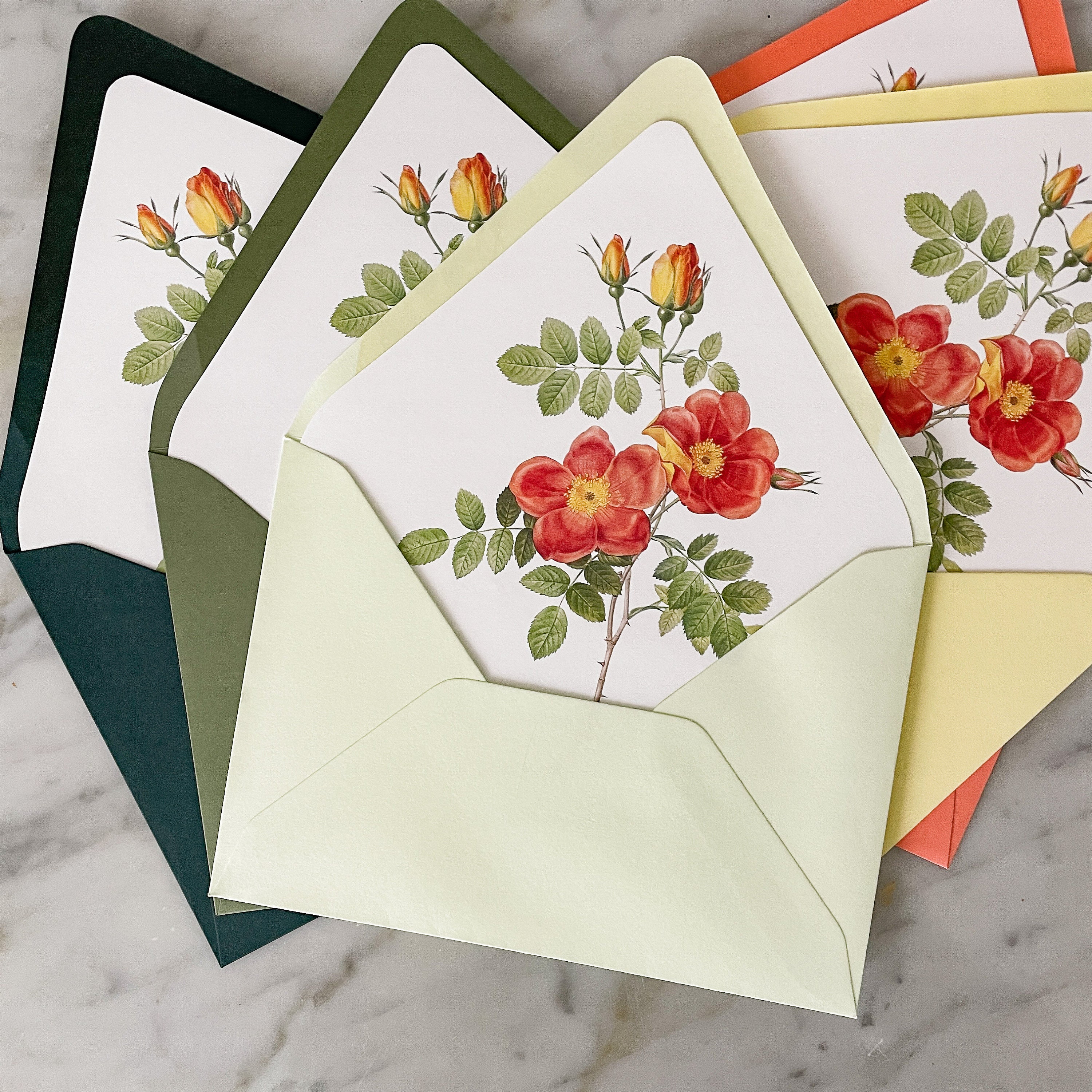 Red Watercolor Flowers Envelope Liner Template: A7 Euro Flap (digital ...