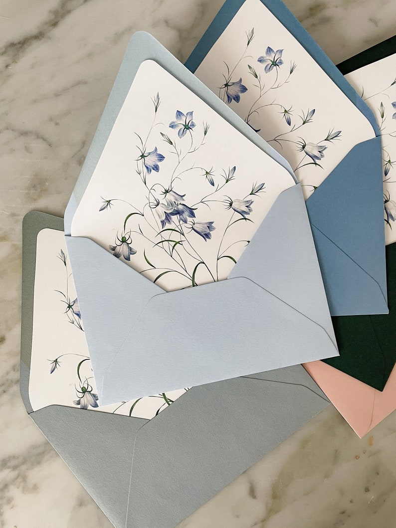 Dusty Blue Flowers Wedding Envelope Liner Printed Envelope - Etsy