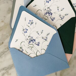 Dusty Blue Flowers Wedding Envelope Liner Printed Envelope - Etsy