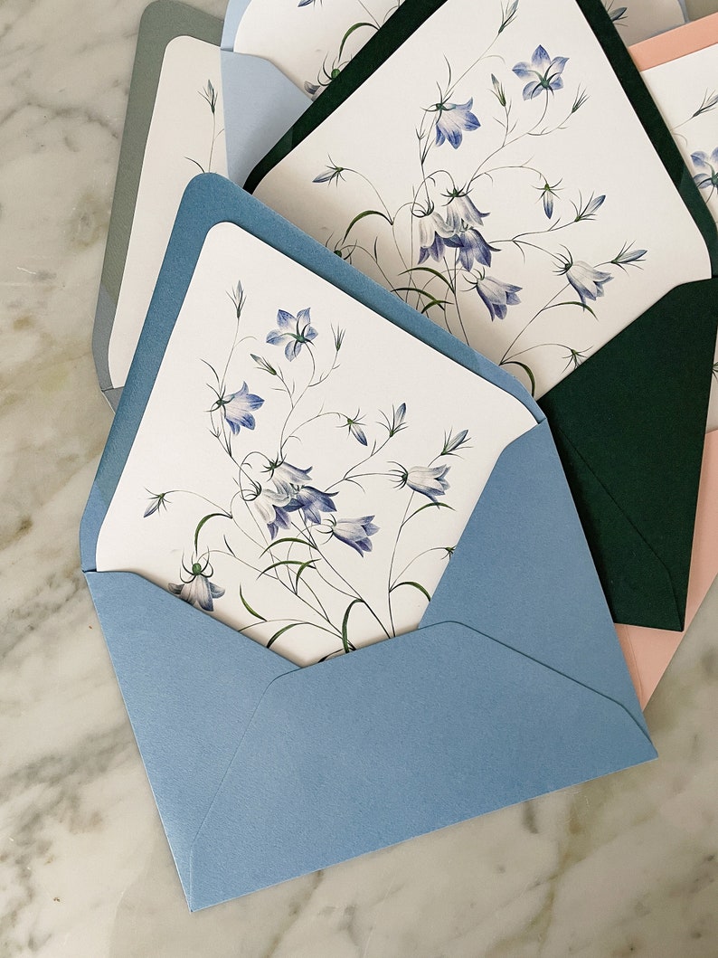 Dusty Blue Flowers Wedding Envelope Liner Printed Envelope - Etsy