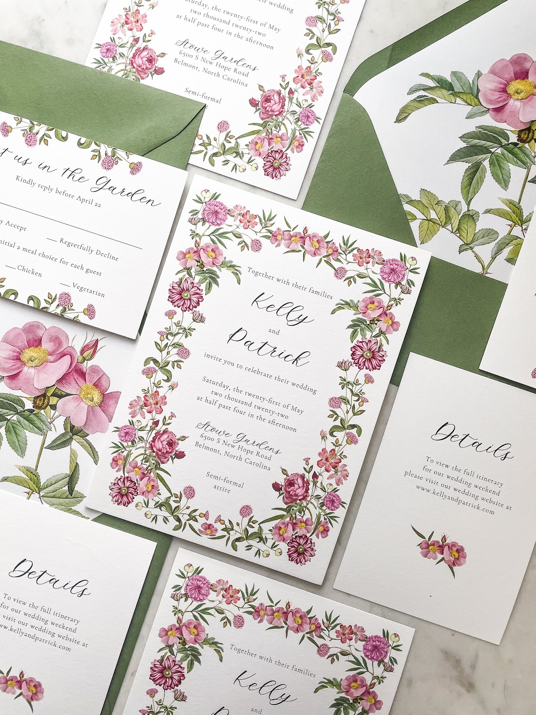 Dusty Pink Flowers Invitation Suite | Mauve Pink Wedding Invites - Etsy