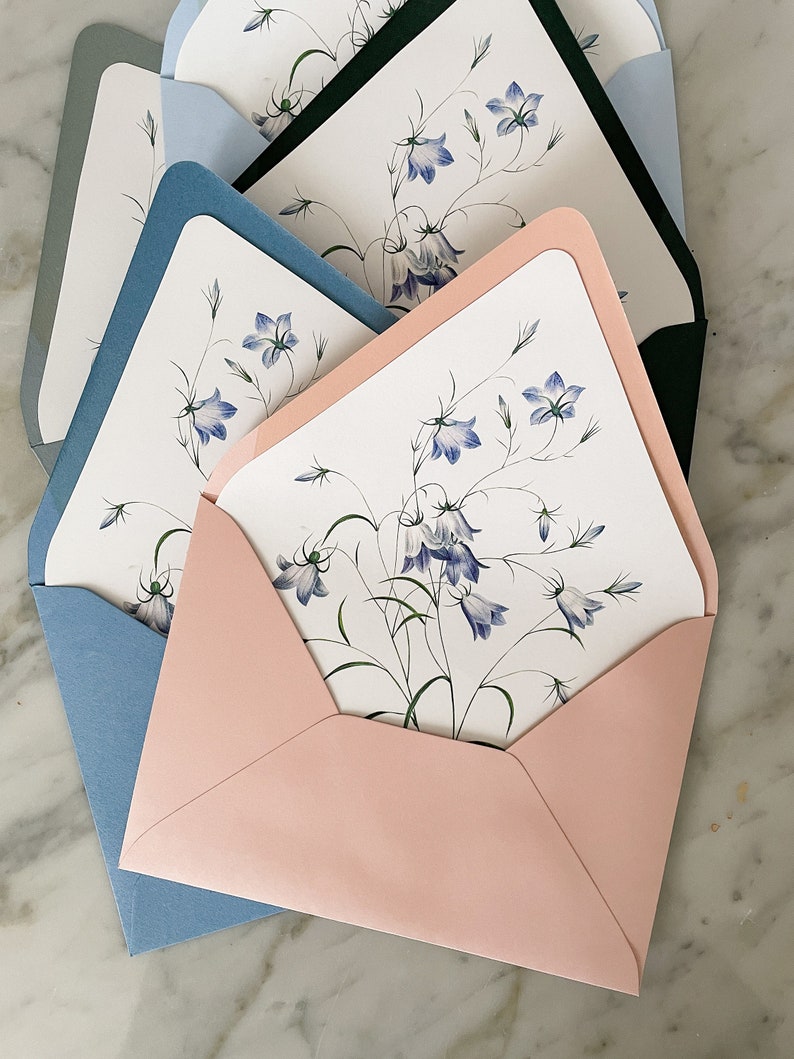 Dusty Blue Flowers Wedding Envelope Liner Printed Envelope - Etsy
