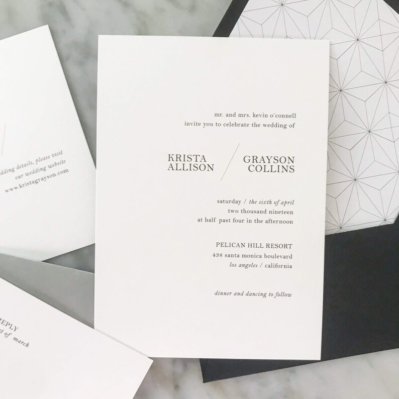 Simple Modern Wedding Invitation Suite Modern Invites - Etsy