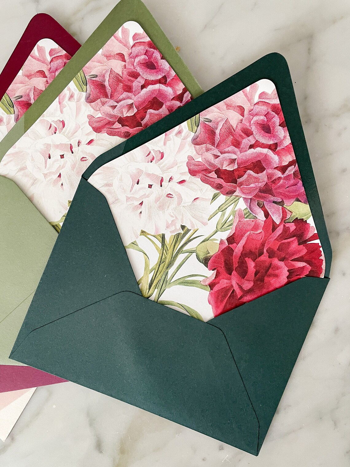Pink Flower Bouquet Wedding Envelope Liners - Set of 25 - Etsy
