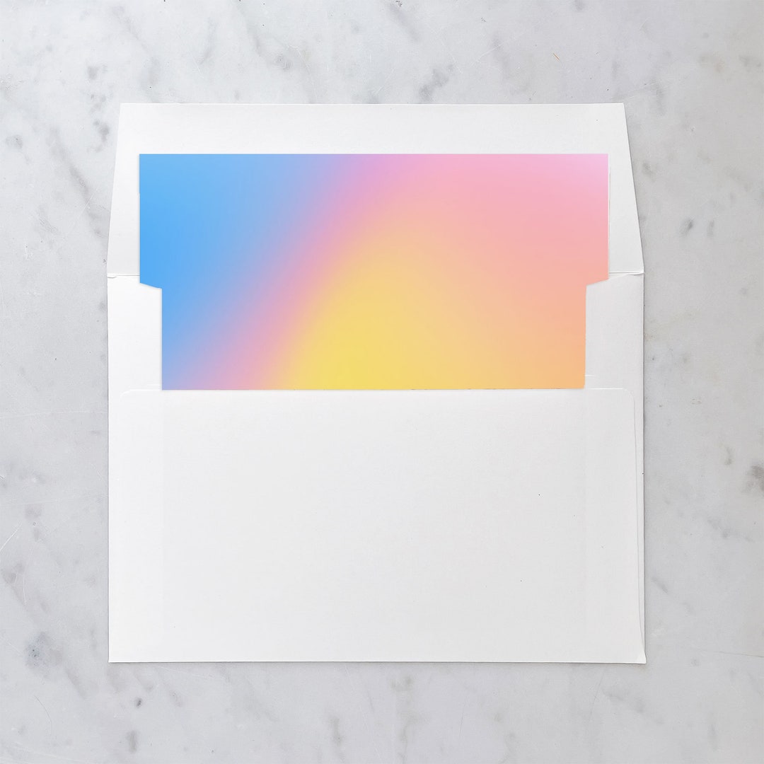 SQUARE Rainbow Holographic Envelope Liner - SET OF 25, Printed Envelope ...