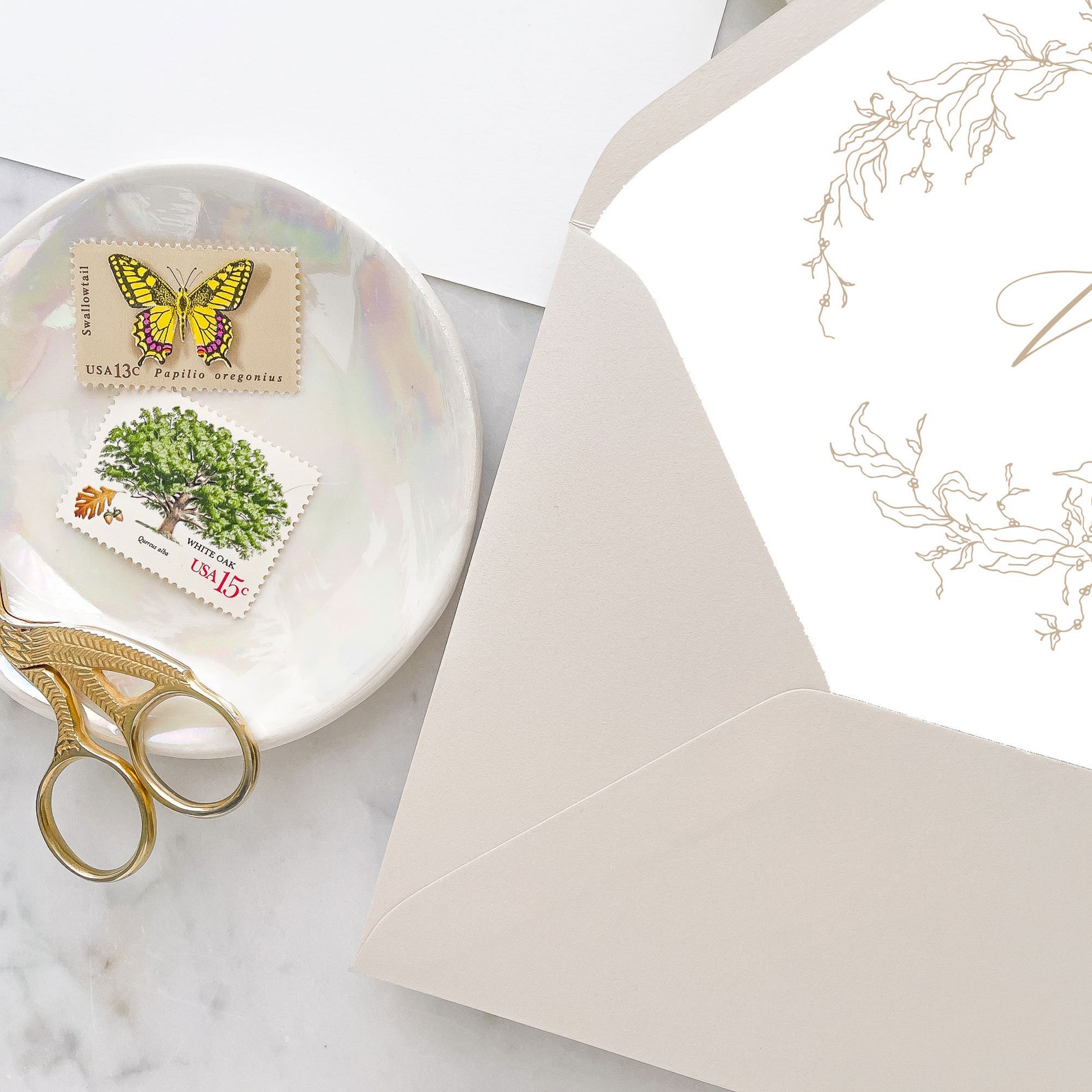 Monogram Envelope Liner With Calligraphy Initial for Your Wedding ...