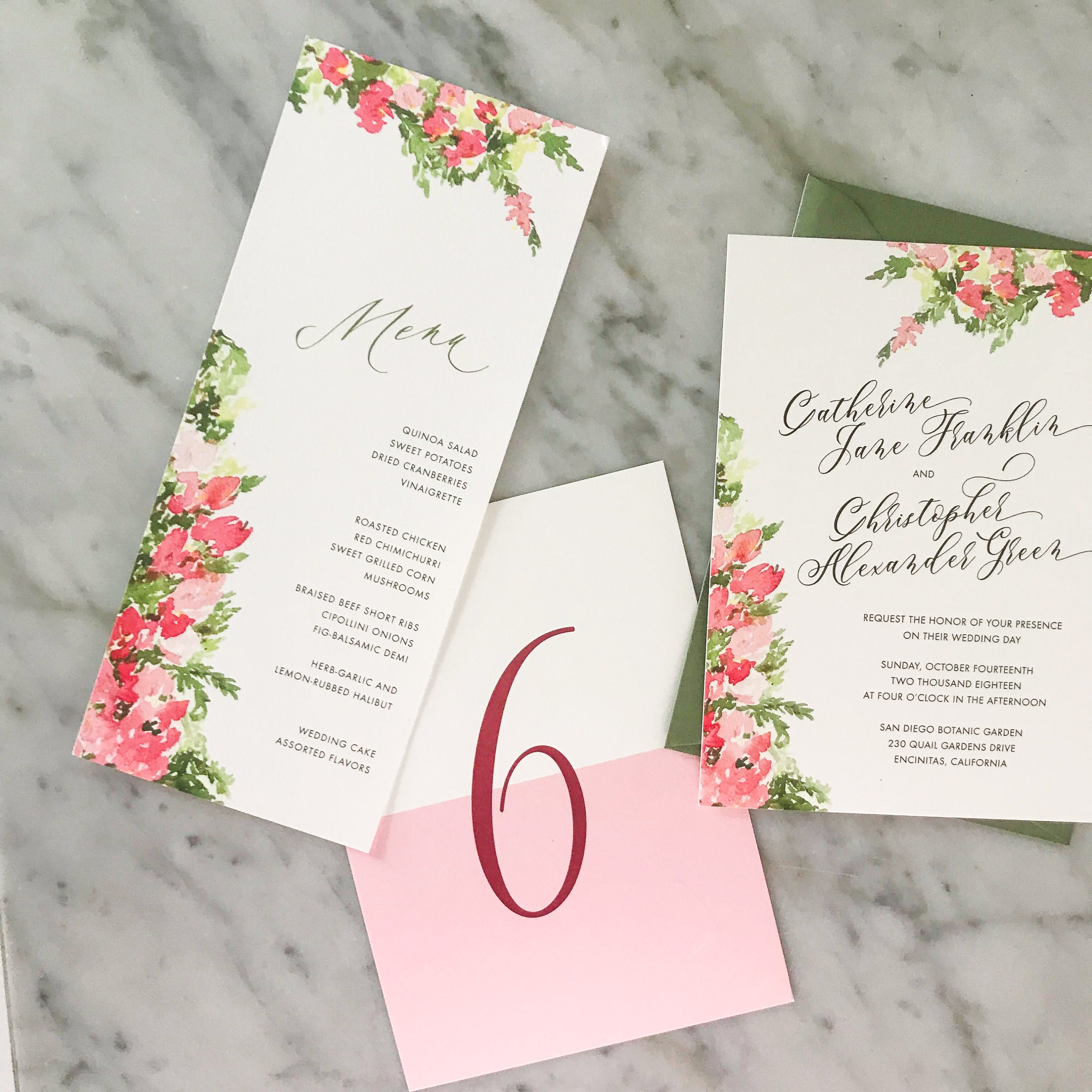 Pink Wedding Menu Wedding Menu With Pink Florals - Etsy