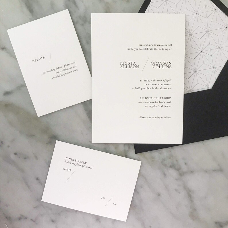 Simple Modern Wedding Invitation Suite Modern Invites - Etsy
