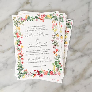 Bright Floral Invitation Set, 4-PC Wedding Invitation With Watercolor ...