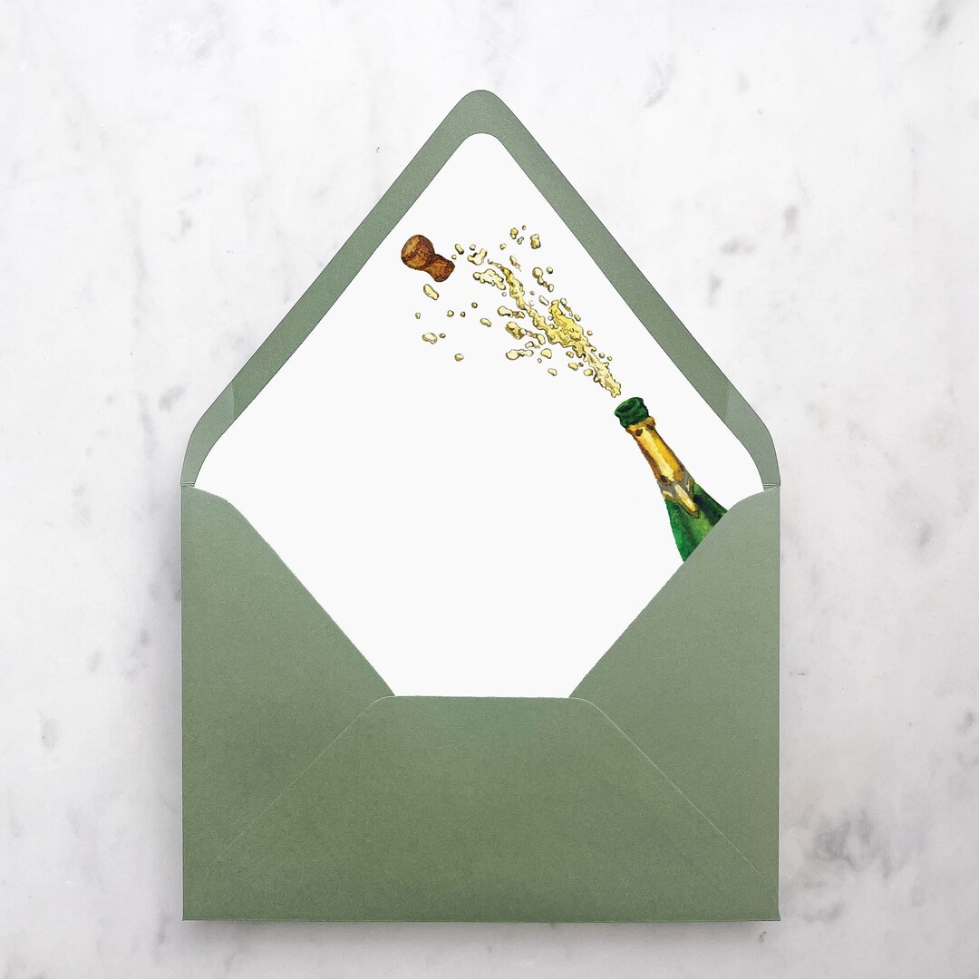Champagne Bottle Wedding Invitation Envelope Liners - Set of 25 - Etsy