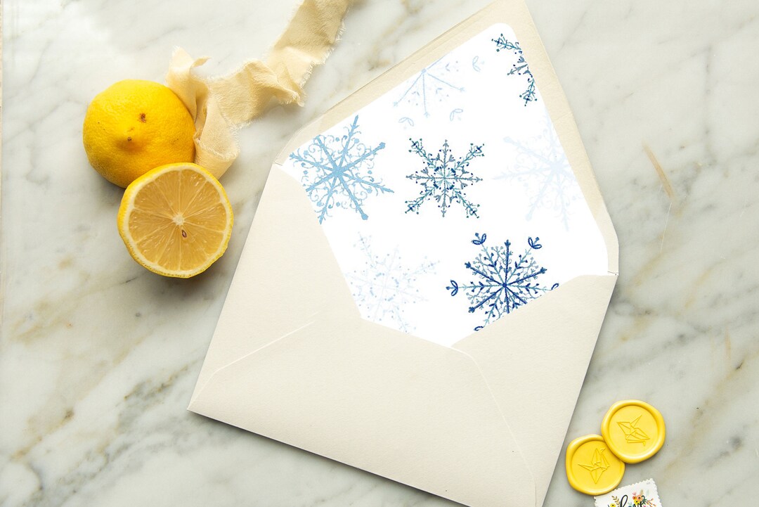 Snowflake Envelope Liner Template, Holiday Card DIY (digital Download ...
