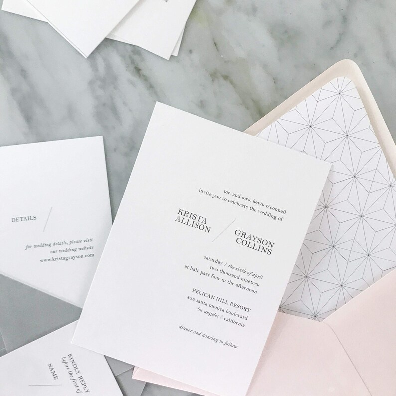 Simple Modern Wedding Invitation Suite Modern Invites - Etsy