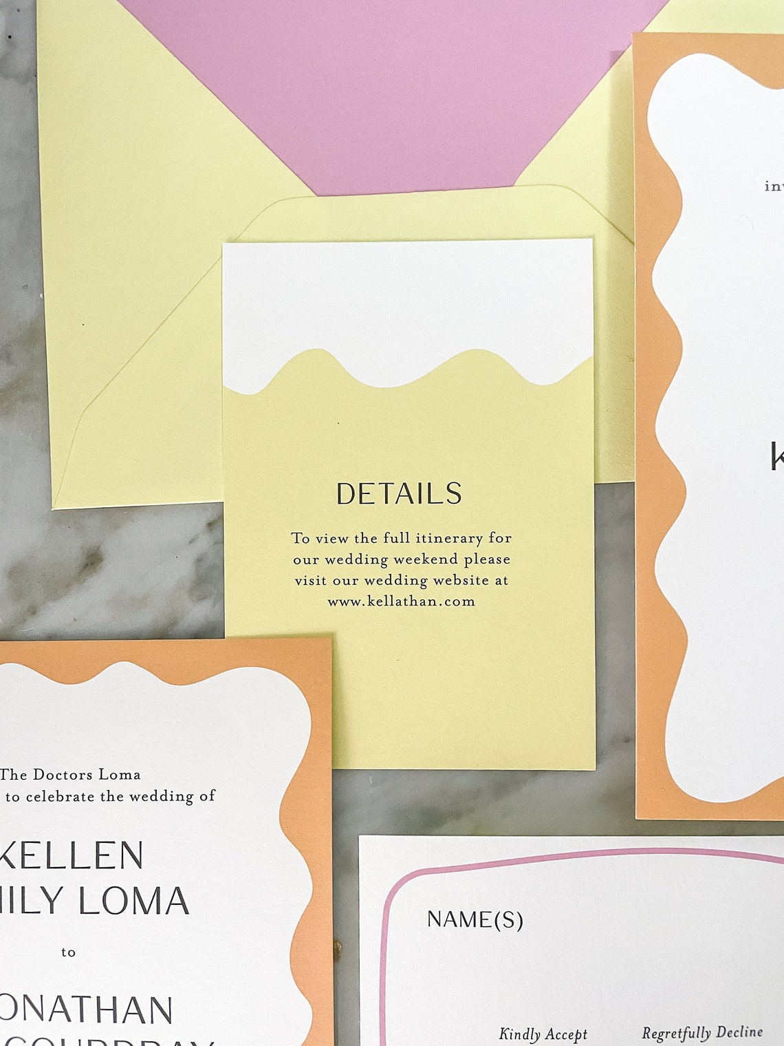 Retro Squiggles Wedding Invitation 4pc Set Wavy Wedding - Etsy