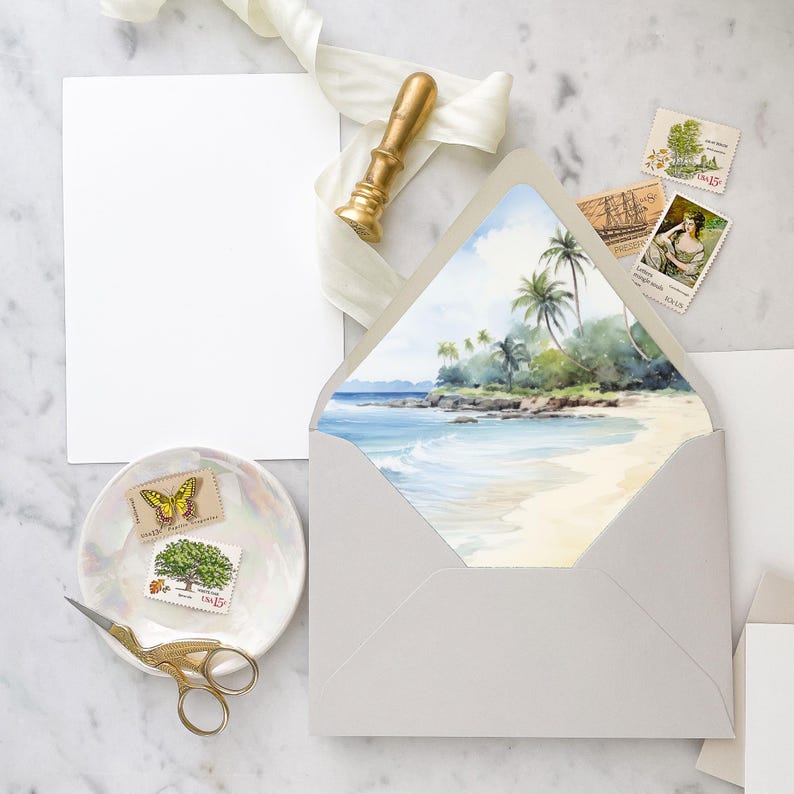 Fodera per busta con scritta "Tropical Island Beach" - SET DA 25 ...