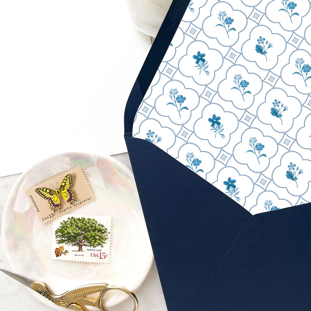 Floral Tile Pattern Envelope Liner - SET OF 25, Printed Envelope Liners ...