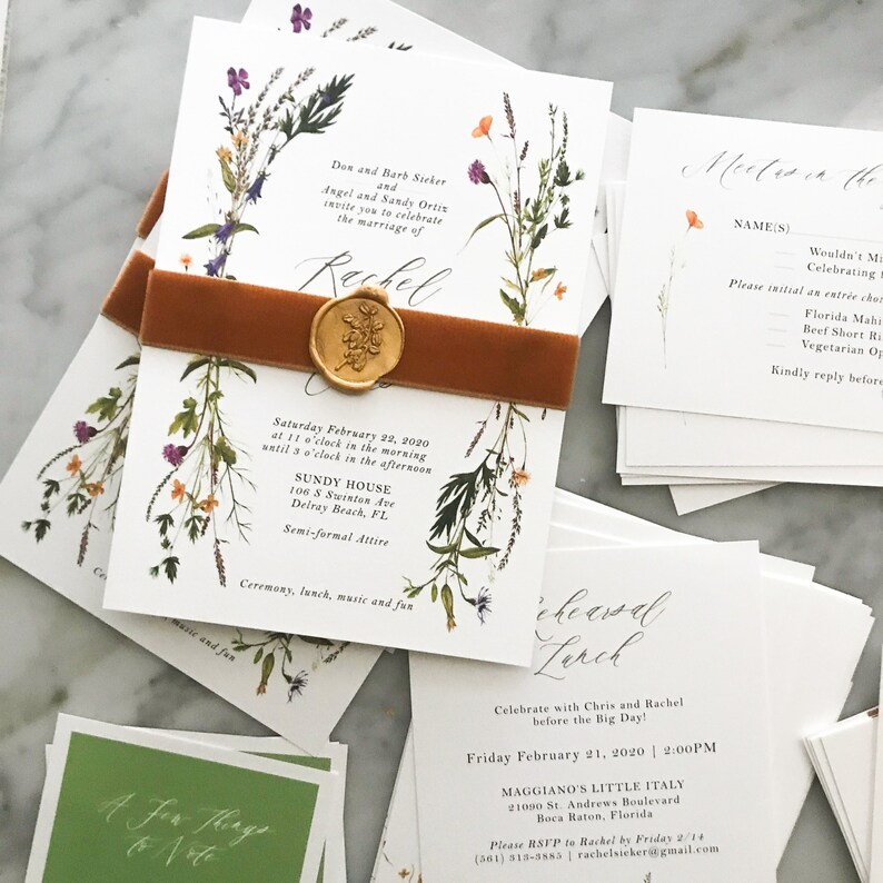 Boho Wildflower Wedding Invitation Suite Boho Wedding - Etsy