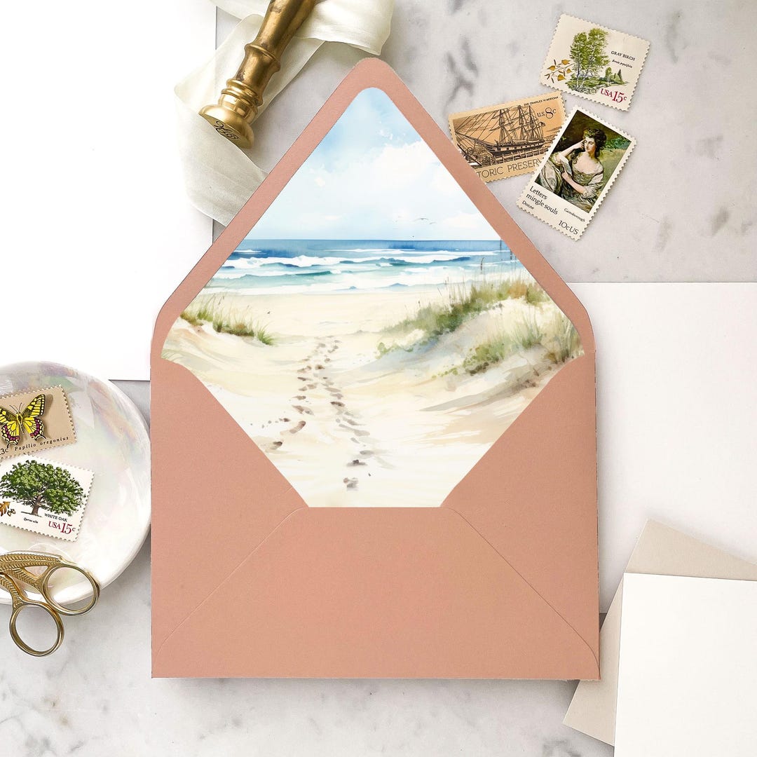 Beach Dunes Envelope Liner - SET OF 25, Printed Envelope Liners for ...