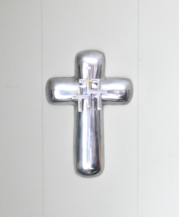 Unique Mid-Century Modern Wall Cross Silver And Gold Tones | Etsy