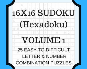 Hexadoku sudoku 16x16 16x16 sudoku sudoku print mega | Etsy