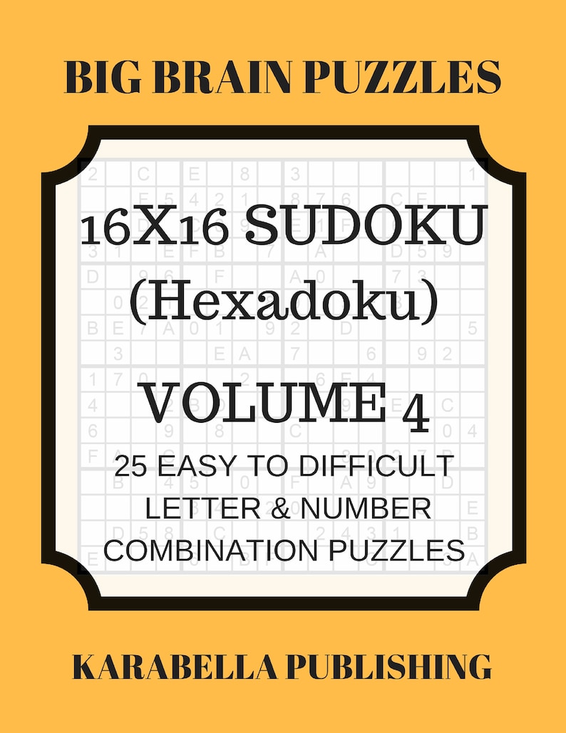 Hexadoku| Sudoku 16x16| 16x16 Sudoku| Sudoku Print| Mega Sudoku ...