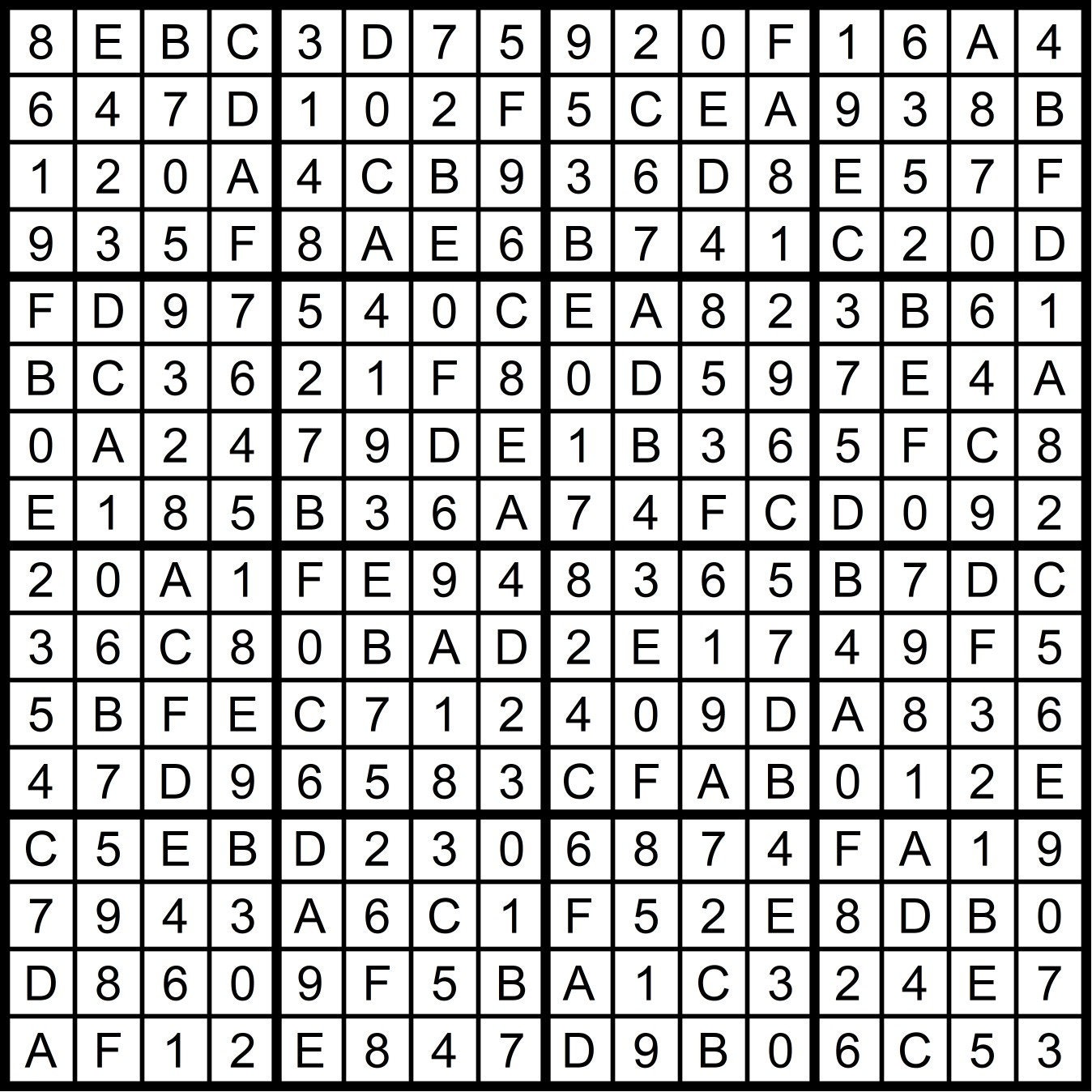 Hexadoku| Sudoku 16x16| 16x16 Sudoku| Sudoku Print| Mega Sudoku ...