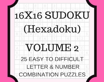 Hexadoku| Sudoku 16x16| 16x16 Sudoku| Sudoku Print| Mega Sudoku ...