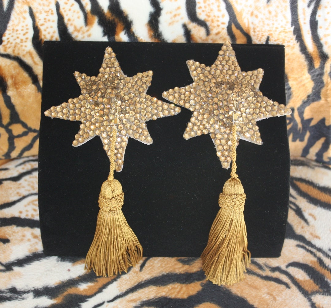 Burlesque Custom Sizes Gold Atomic Star Large Bold Swiveling Tassels ...