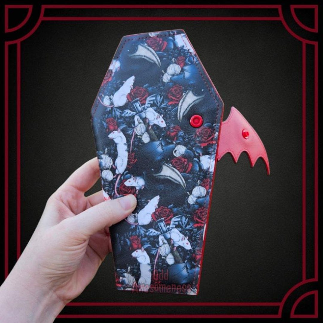 Coffin Wallet Plague Doctor Roses Rats | Bifold Vinyl Faux Leather ...