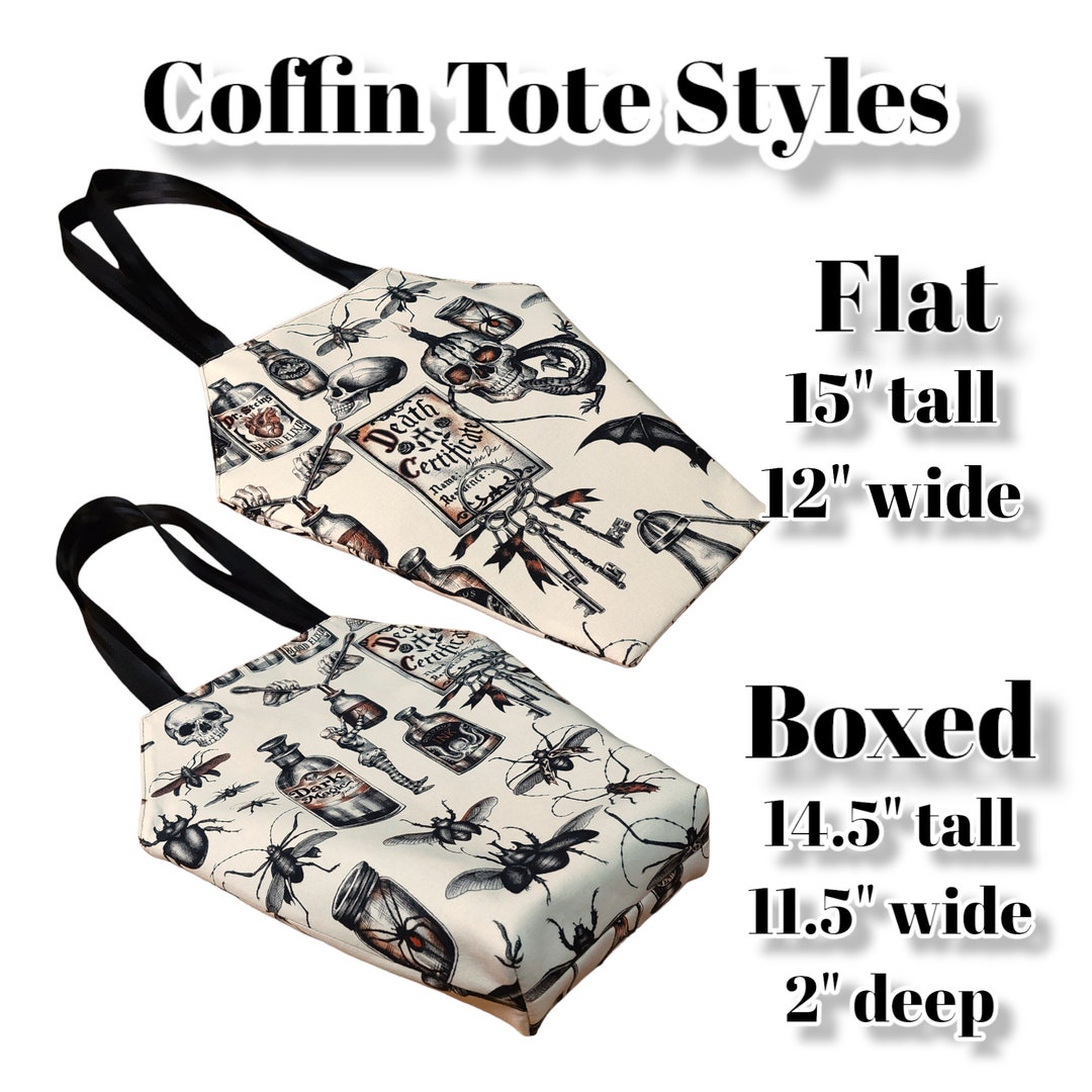 CUSTOM Coffin Shaped Tote Purse Bag MULTIPLE PRINTS | Halloween Trick ...