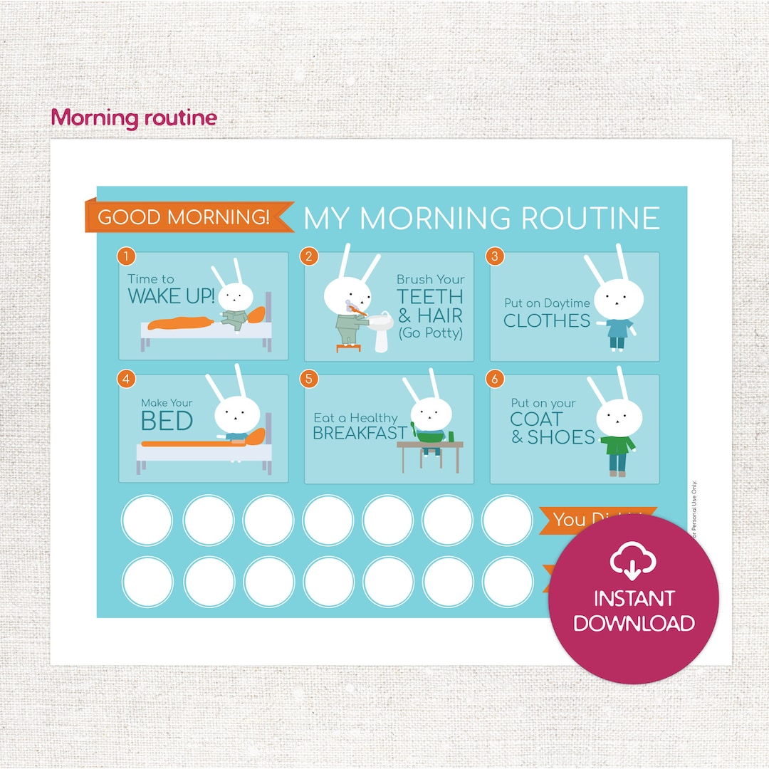 Morning Routine Printable Chart to Download for Kids, Boys, Girls ...