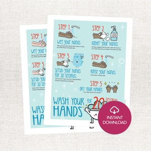 Hand Washing Printable Chart: Cute How to Wash Hands Routine Chart ...