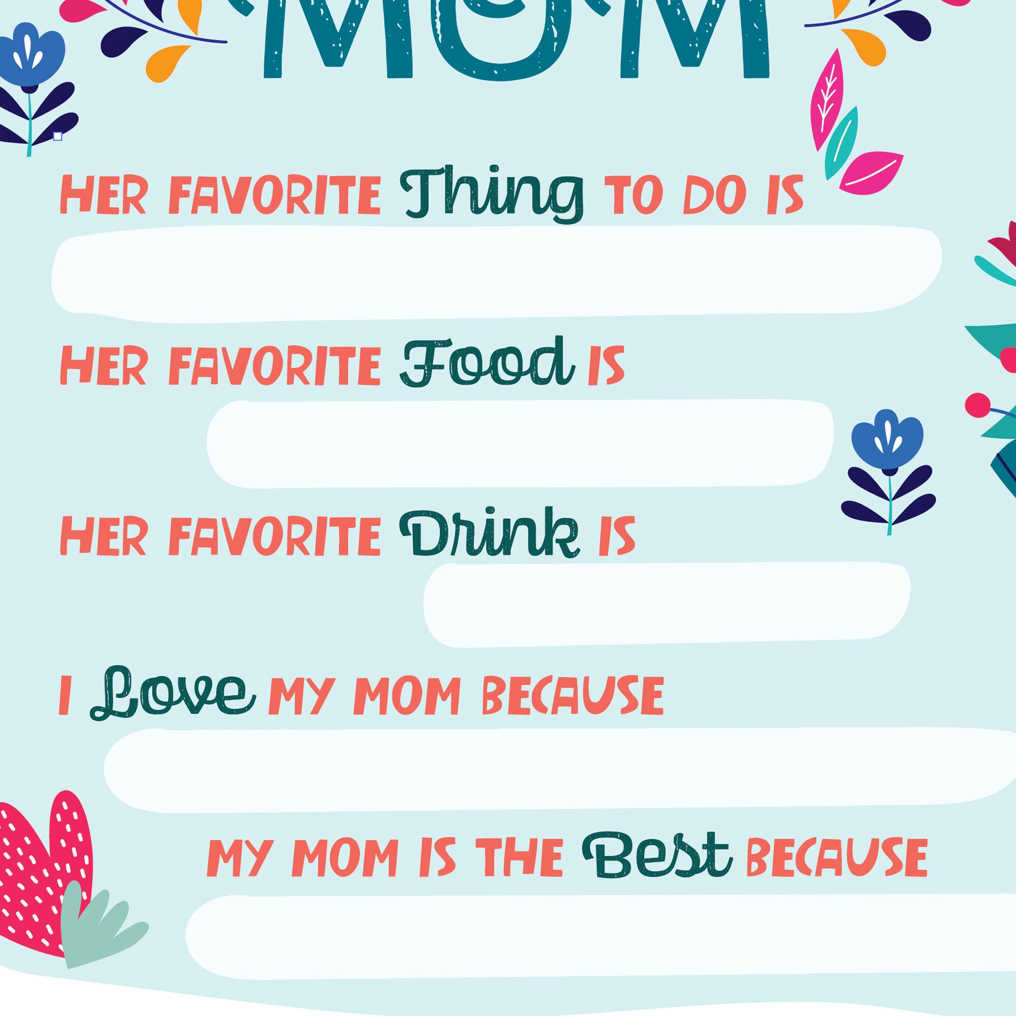 Mother's Day Printable Gift All About My Mom Printable My Amazing Mom ...