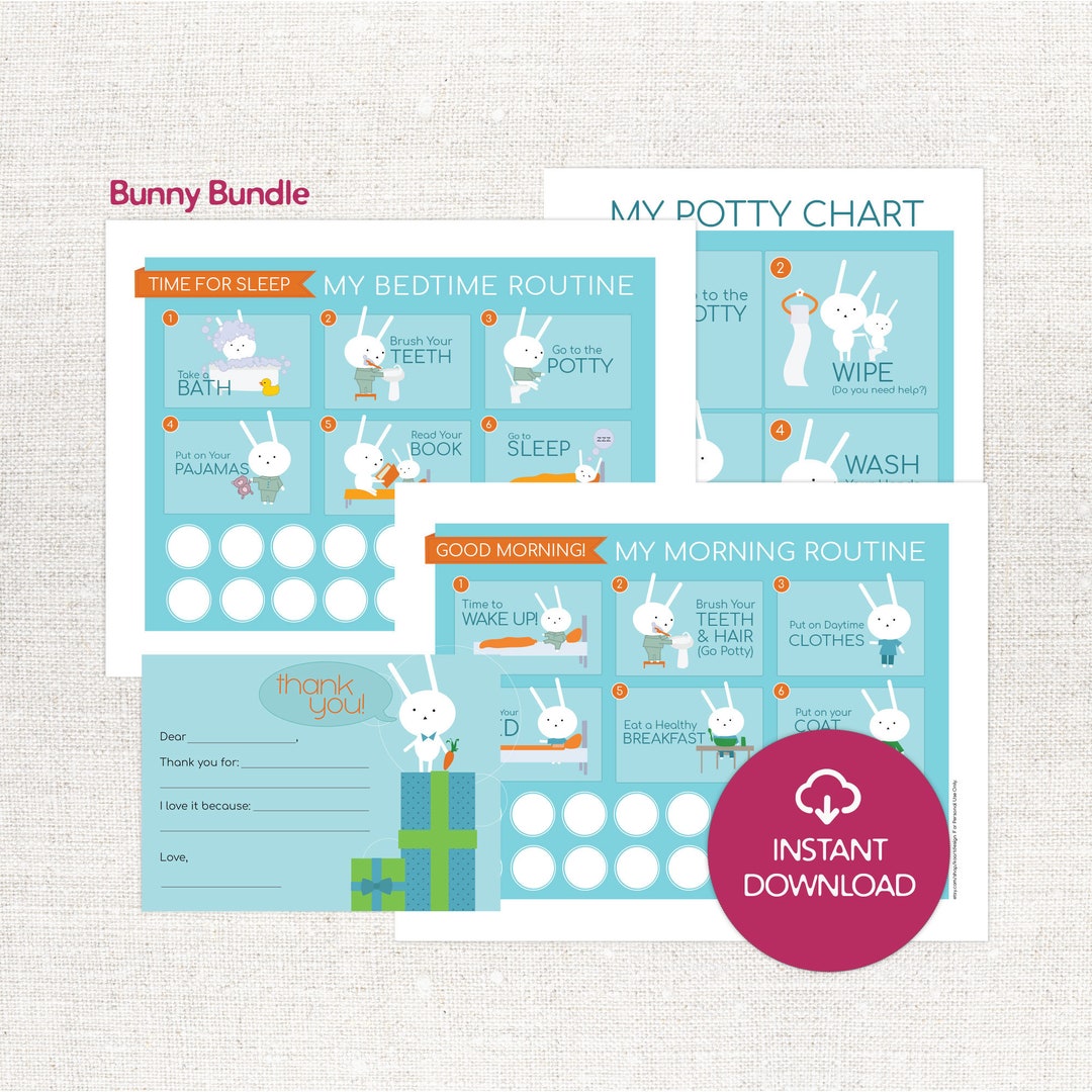 Routine Chart Bundle: Potty Training, Morning and Night Routine Chart ...