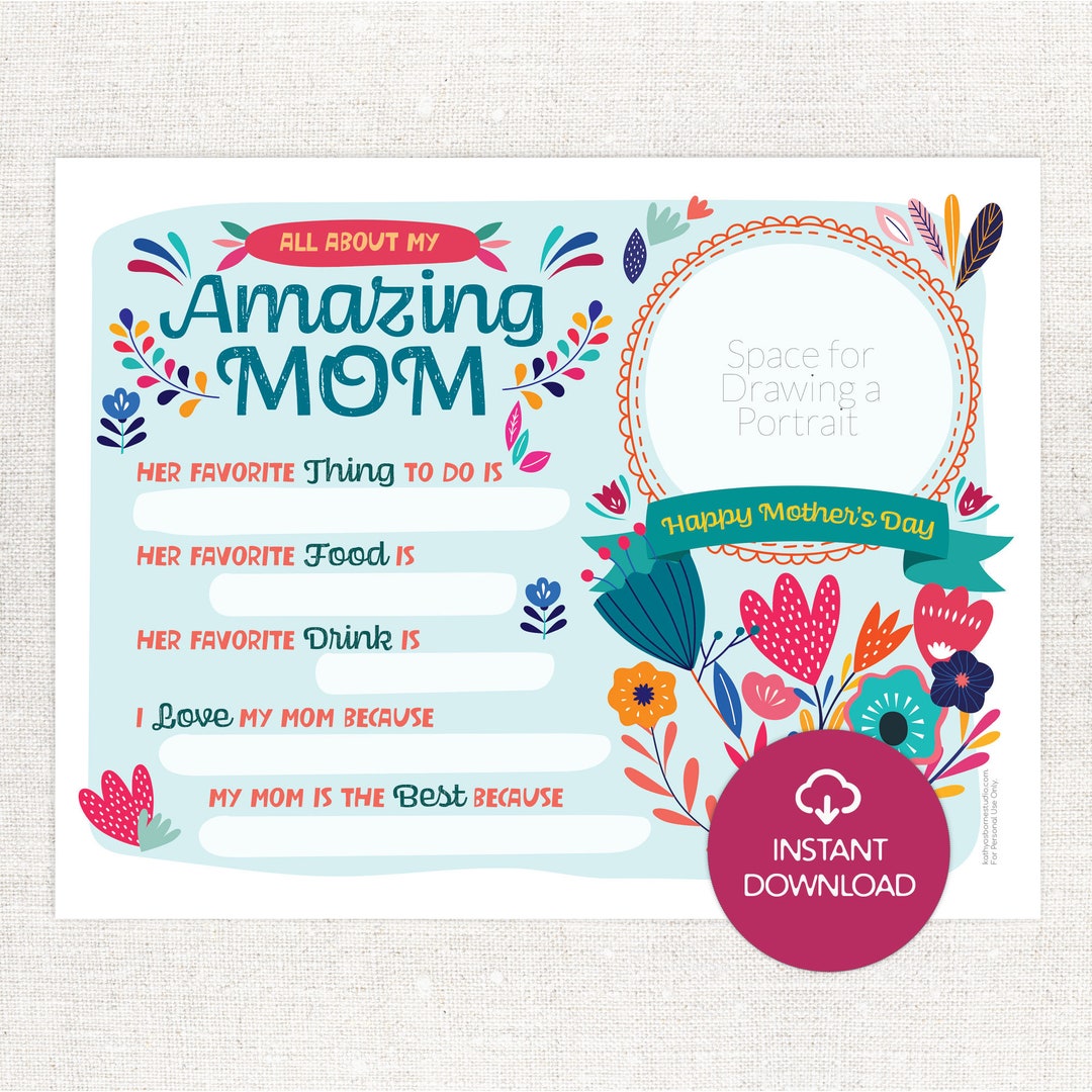 Mother's Day Printable Gift - All About My Mom Printable - My Amazing ...
