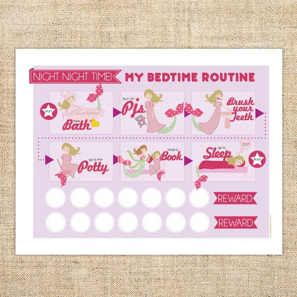Printable Bedtime Routine Chart - Etsy