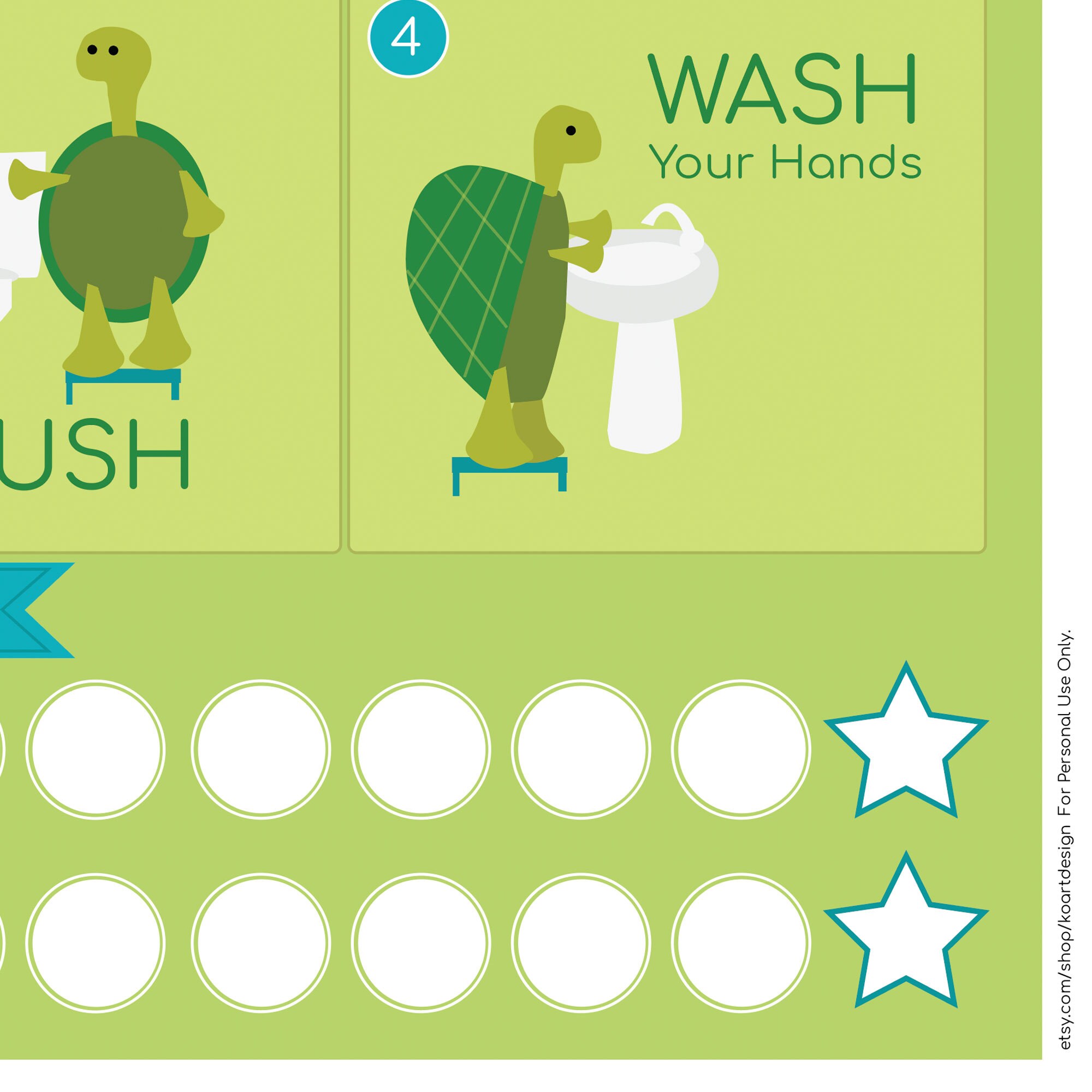 Printable PDF Instant Download Turtle Potty Training Chart for Children ...