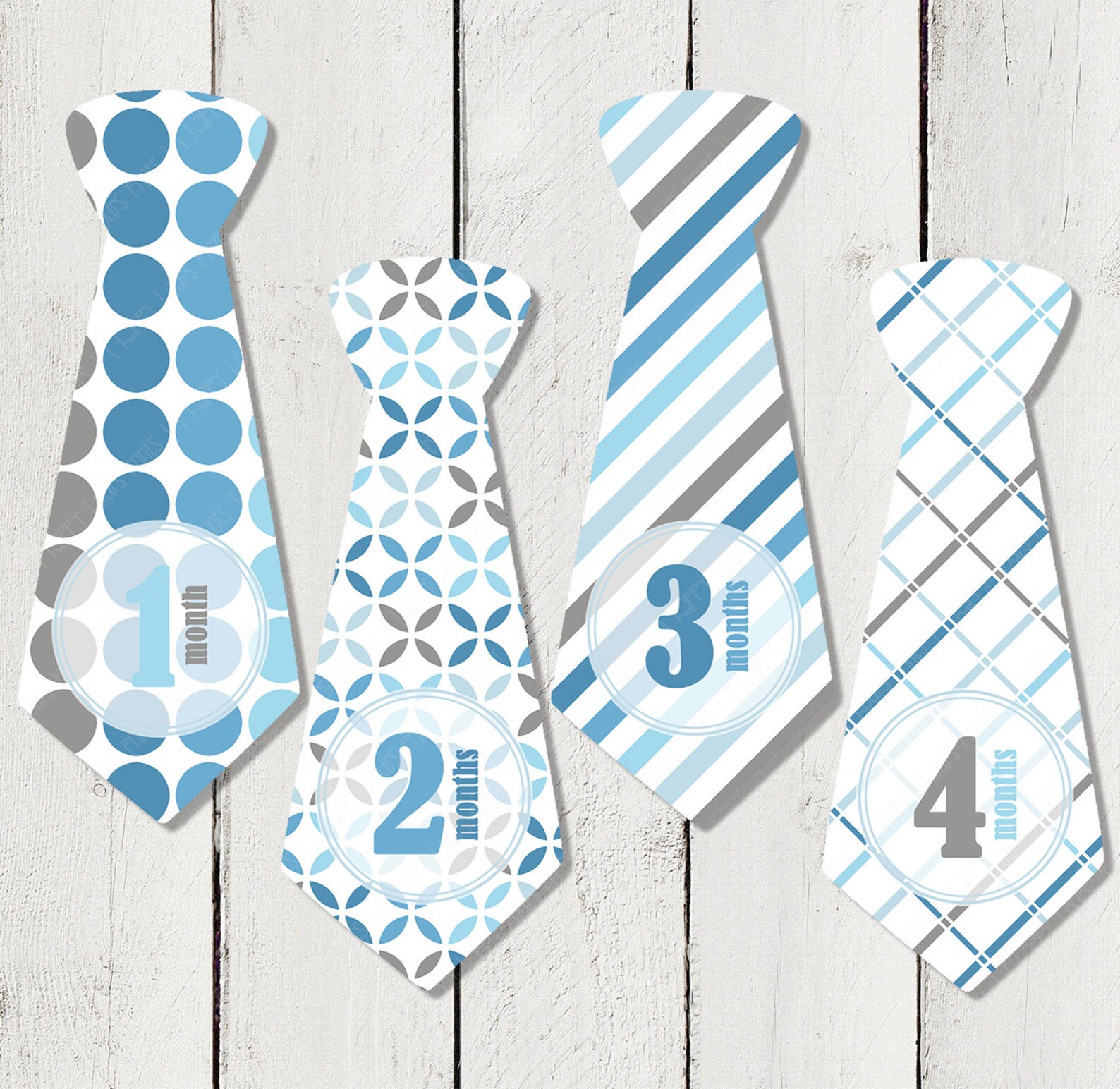 Precut Ties Monthly Milestone Tie Stickers for Boys Monthly | Etsy
