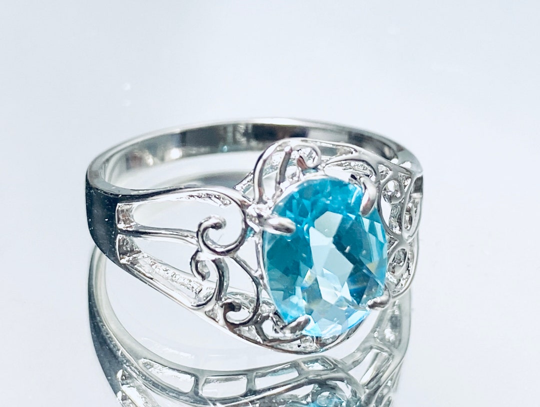 THLR-1516 Art Nouveau-style Mt St Helens Swiss Blue Helenite Filigree ...