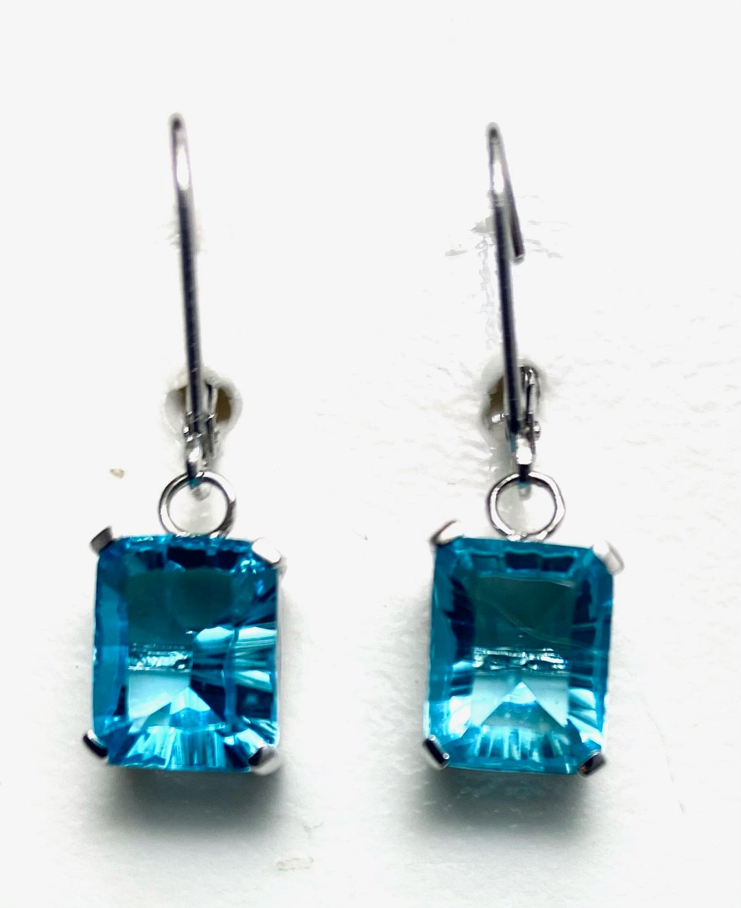 E40810LB Mt St Helens Blue Helenite Rectangle 8x10mm Dangling Earrings ...
