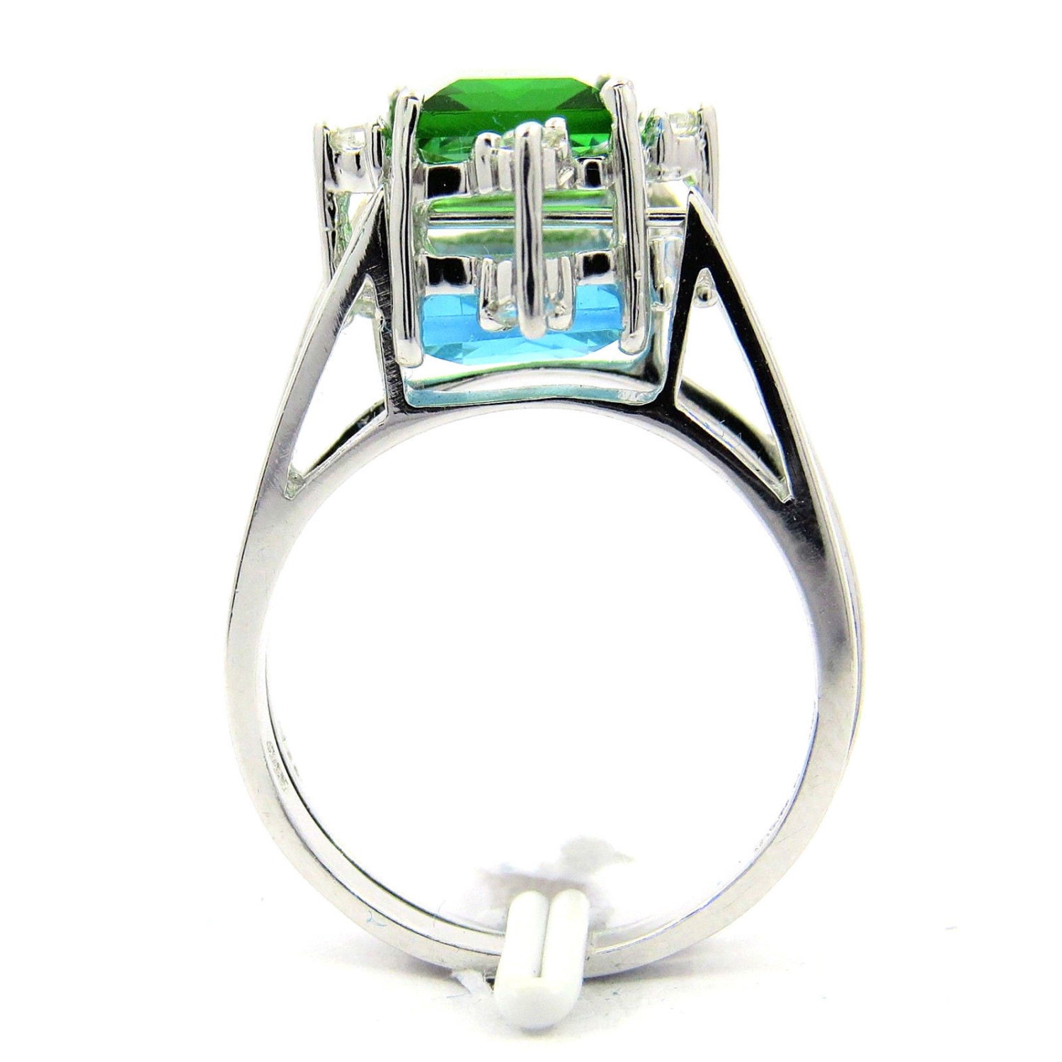 R2288 Fancy Mt St Helens Green & Swiss Blue Helenite Sterling | Etsy