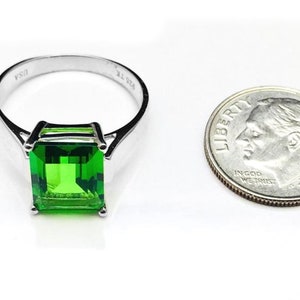 R0737S Classic Mt St Helens Helenite Emerald Cut Prong Set Sterling ...